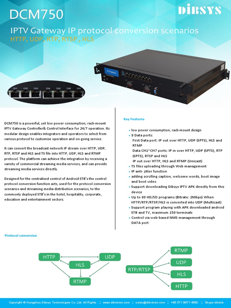 DCM750 IPTV Gateway IP Protocol Conversion Scenarios | Download Free PDF | Streaming Media | Iptv