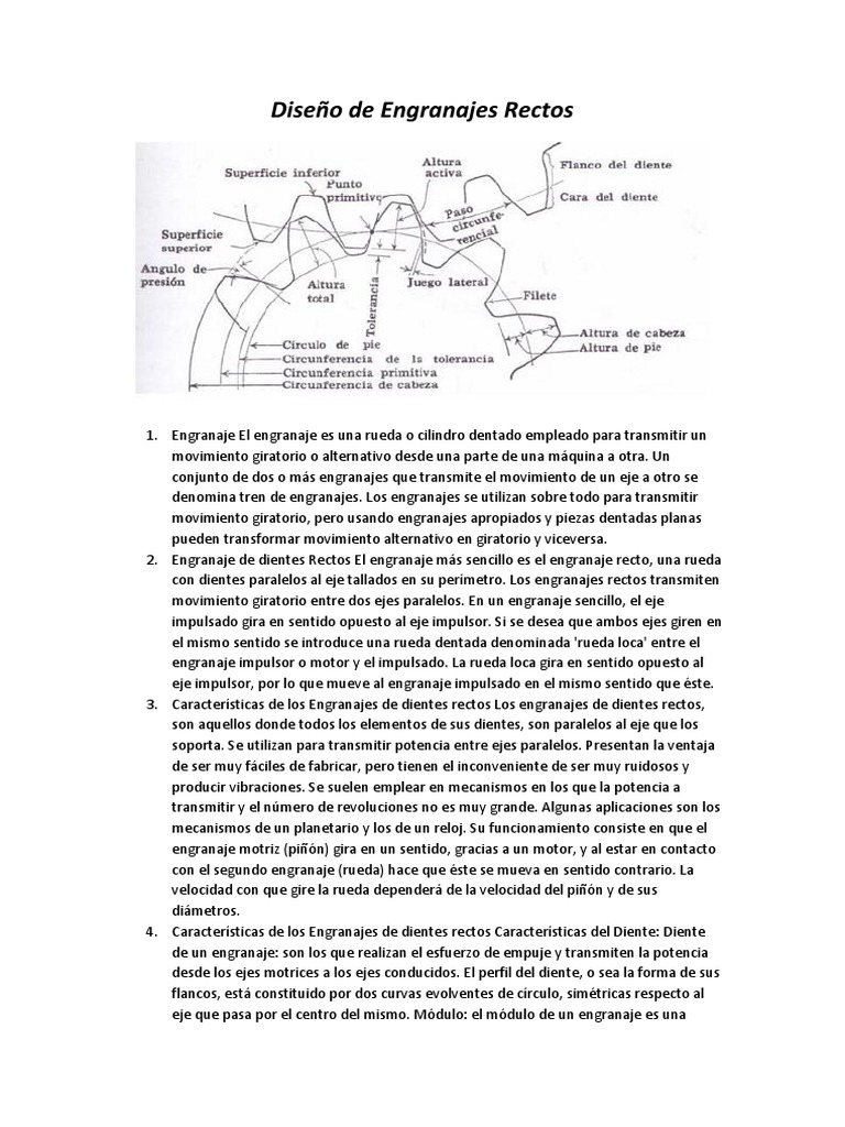 Diseño de Engranajes Rectos | PDF | Engranaje | Eje