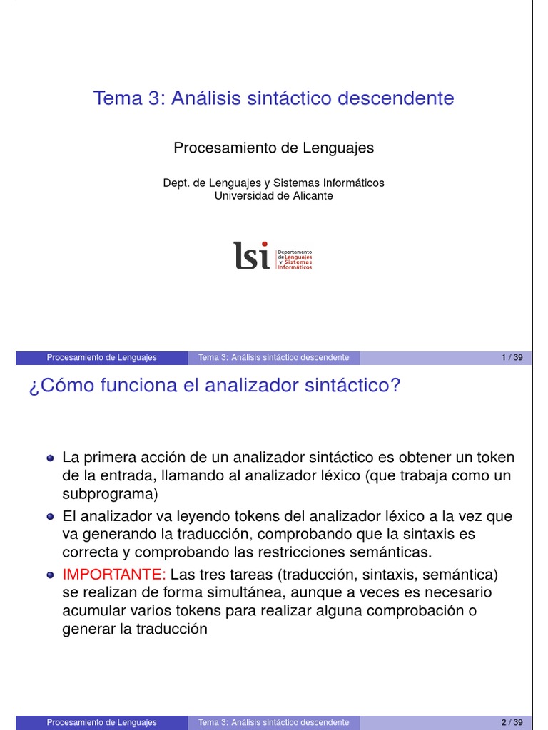 Analizador Sintactico Descendete Recursivo | PDF | Analizando ...