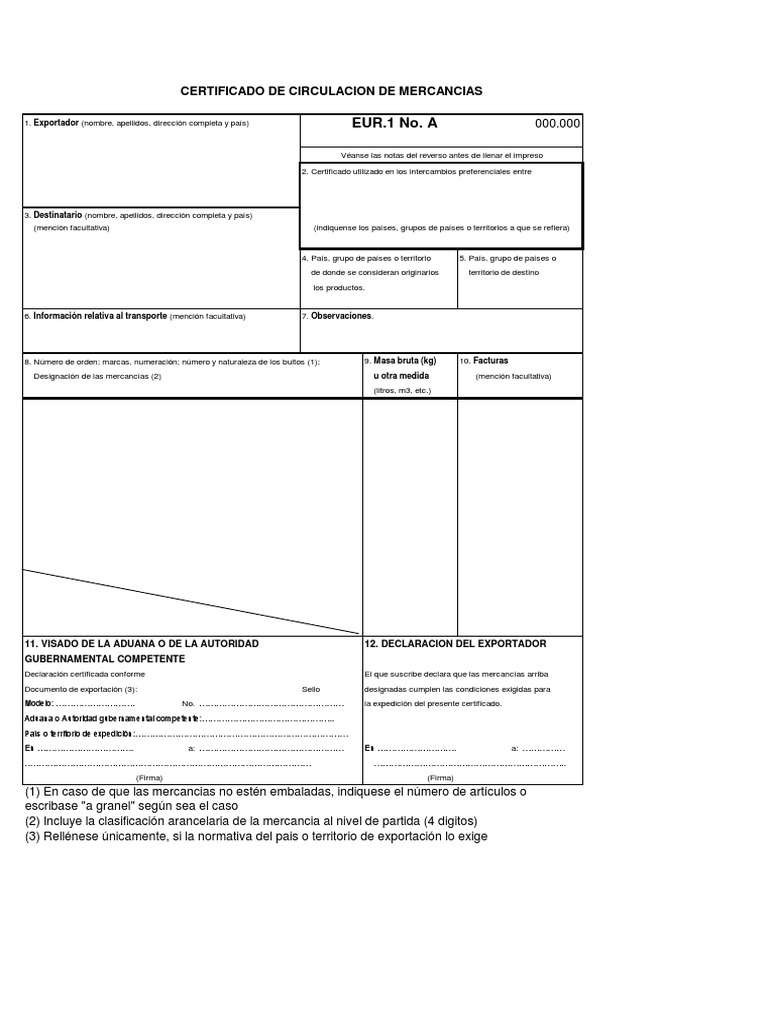 Certificado de circulación de mercancías EUR.1 | PDF | Business Certificado de circulación de mercancías EUR.1 | PDF | Business