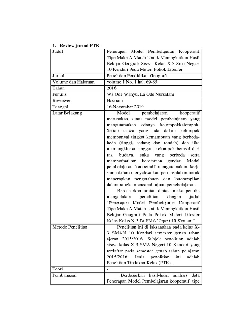 Tugas Review Jurnal PTK | PDF | Karier & Perkembangan | Kesehatan Holistik