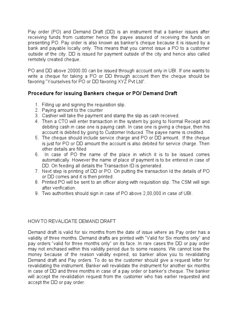 DD and PO Final | PDF | Cheque | Banks