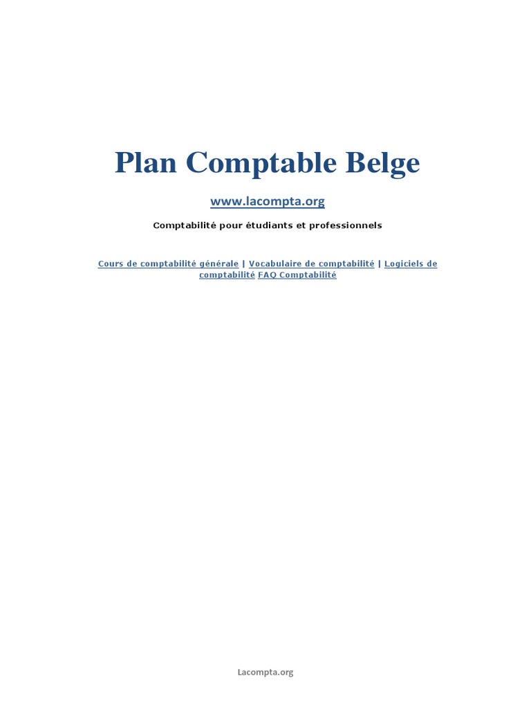 Plan Comptable Belge Simplifié | PDF | Immobilisations | Banques