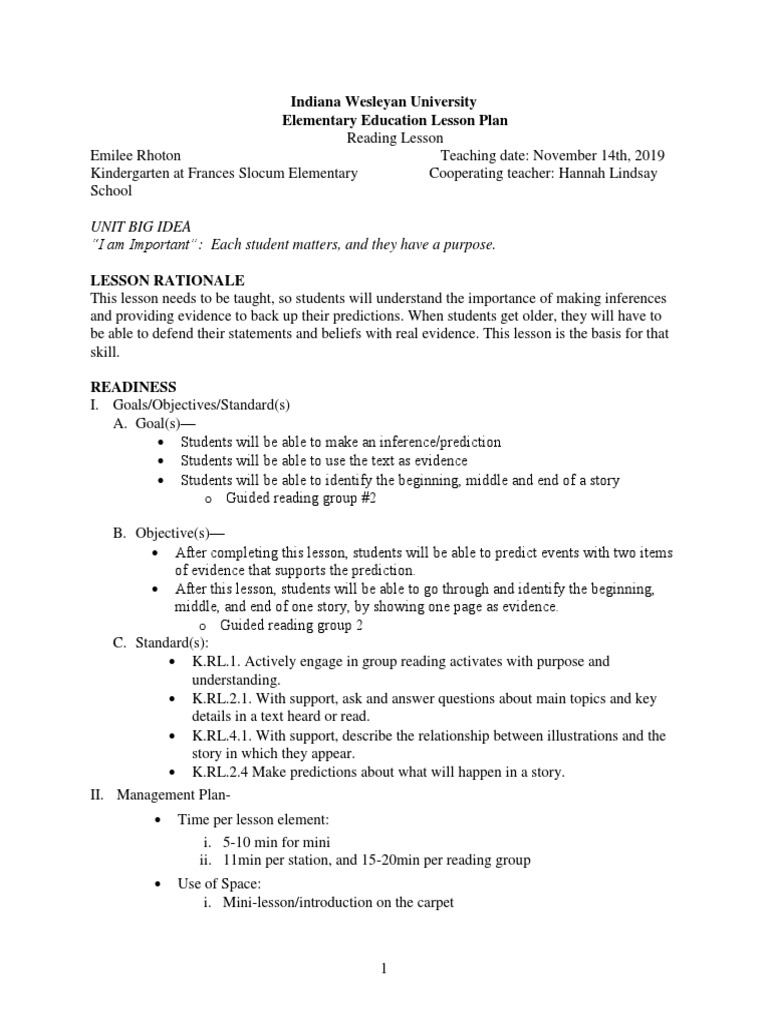 Guided Reading Lesson Plan Red Block | PDF | Lesson Plan | Educational ...