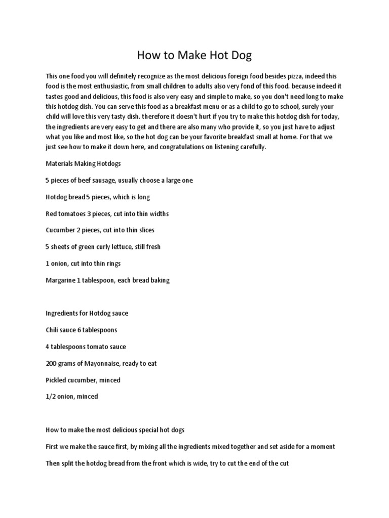 How To Make Hot Dog | PDF
