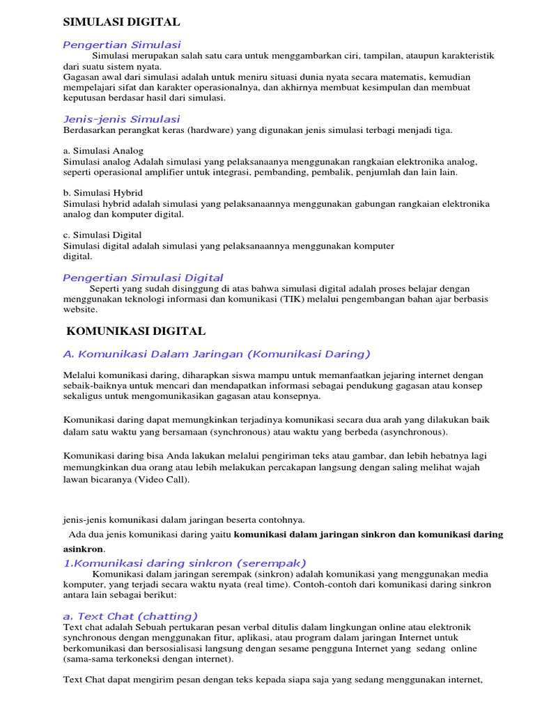 Simulasi Digital dan Komunikasi Daring | PDF