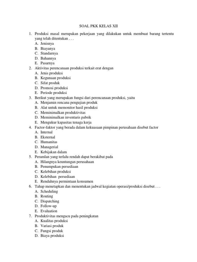 Soal PKK Kelas Xii | PDF | Komputer | Teknologi & Rekayasa