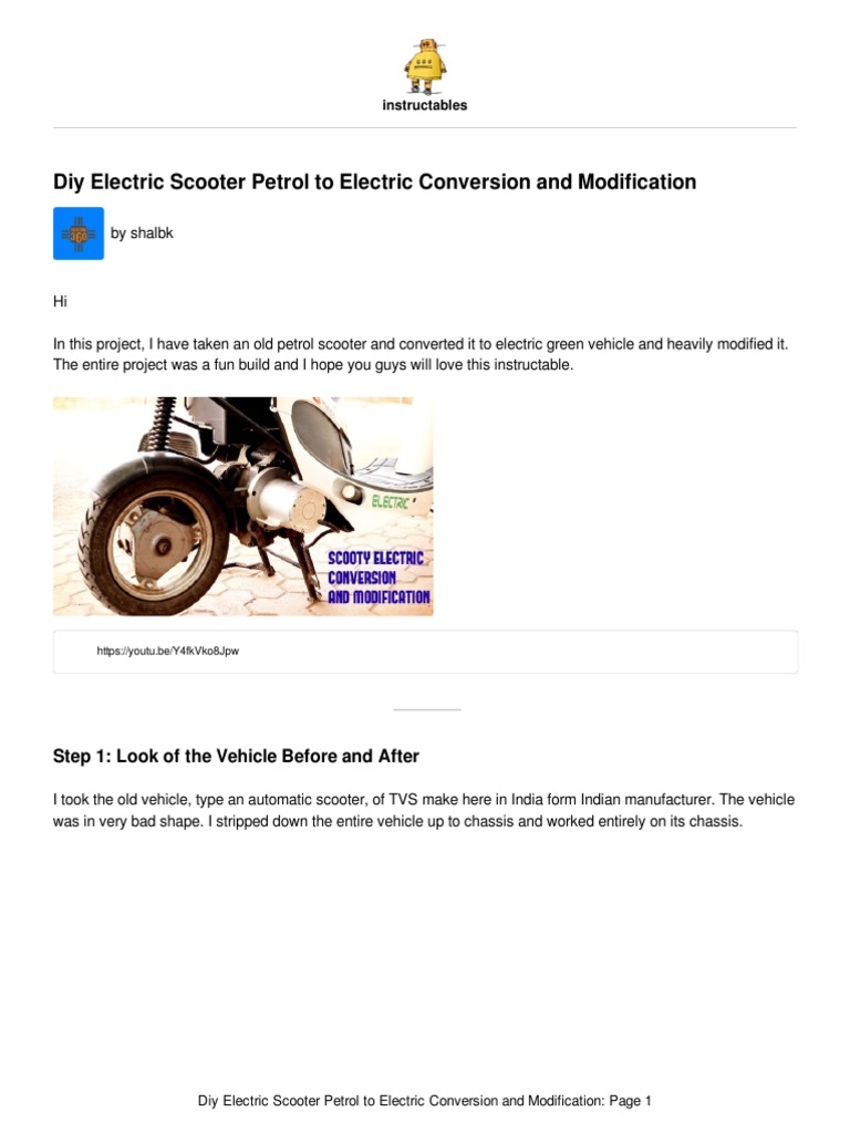Diy Electric Scooter Petrol To Electric Conversion | PDF | Transmission ...