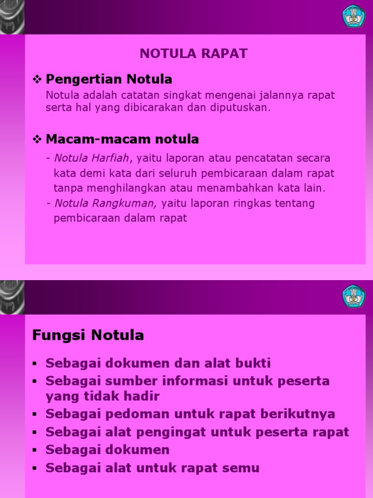 Jenis dan Fungsi Notula Rapat | PDF | Karier & Perkembangan