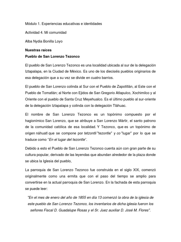 San Lorenzo Tezonco - Alba Bonilla | PDF | Ciencias sociales
