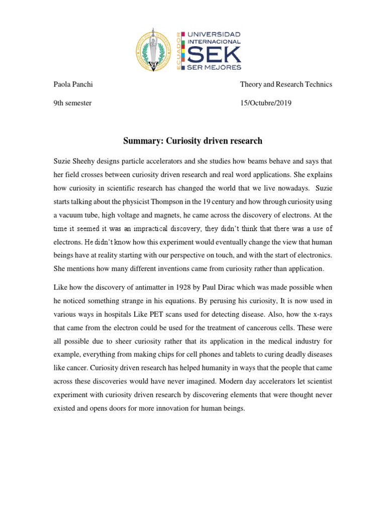 Curiosity Driven Research | PDF