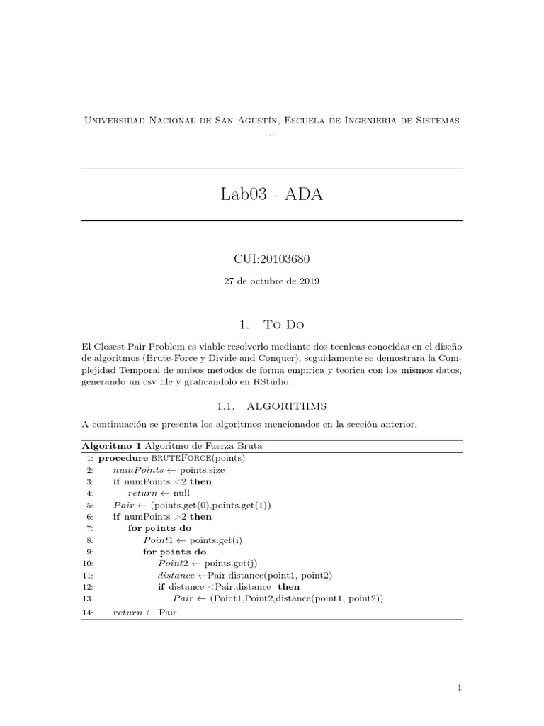 ClosestPairProblem Lab03 ADA | PDF | Computer Programming | Applied Mathematics