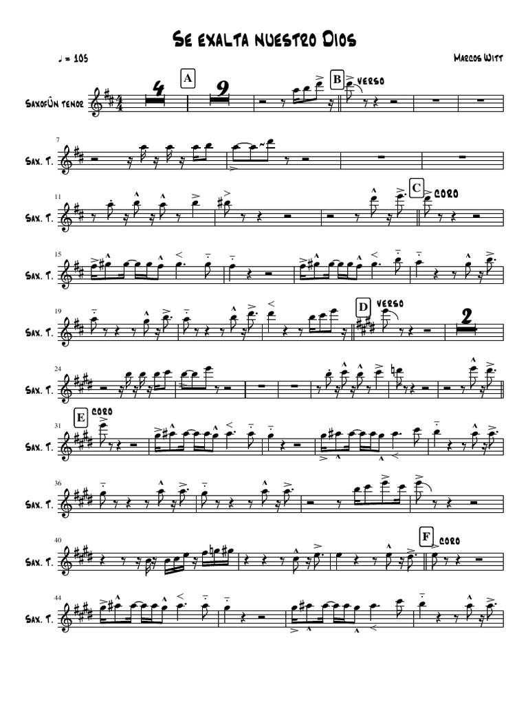 Se Exalta Nuestro Dios/ Mi Ser - Saxo Tenor | PDF | Aerophones de ...