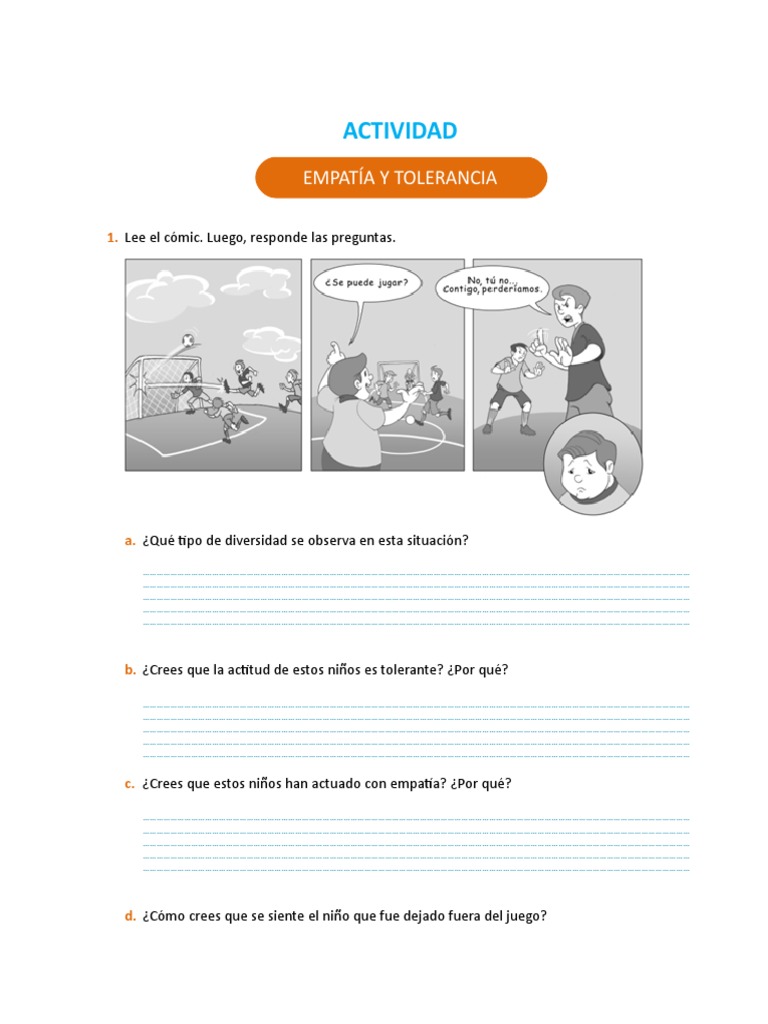 Actividad de Tolerancia y Empatía Infantil | PDF | Juegos y actividades