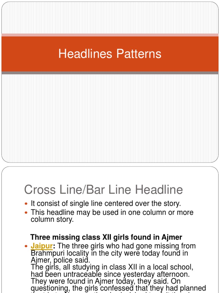 Headline Patterns in Journalism | PDF | Influenza A Virus Subtype H1 N1 ...
