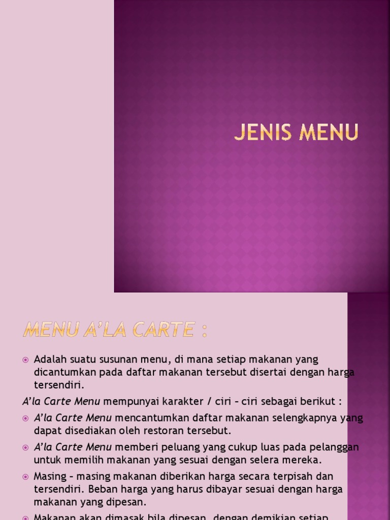 Jenis Menu | PDF