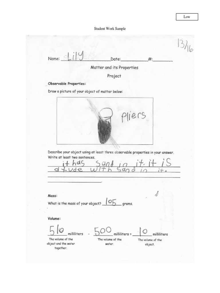 student work sample lesson 10