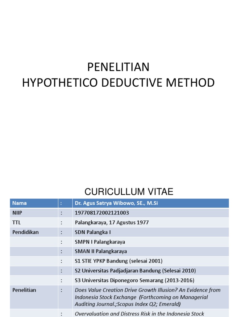 Penelitian Hypothetico Deductive Method | Download Free PDF | Validity (Statistics) | Experiment