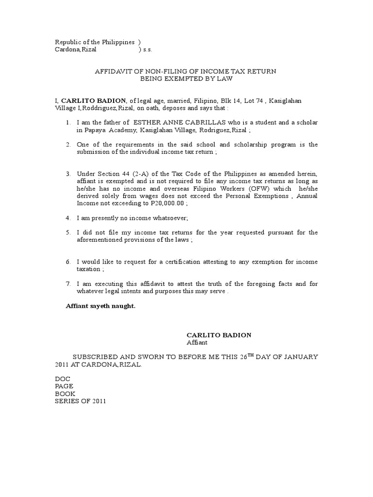 Affidavit of Non Filing | PDF | Affidavit | Government