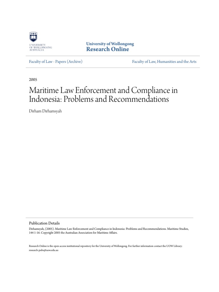 Maritime Law Enforcement and Compliance in Indonesia: Problems and ...