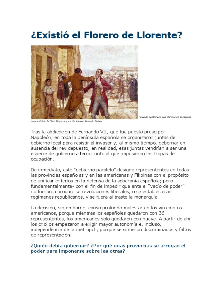 Existió El Florero de Llorente | PDF | España | Gobierno