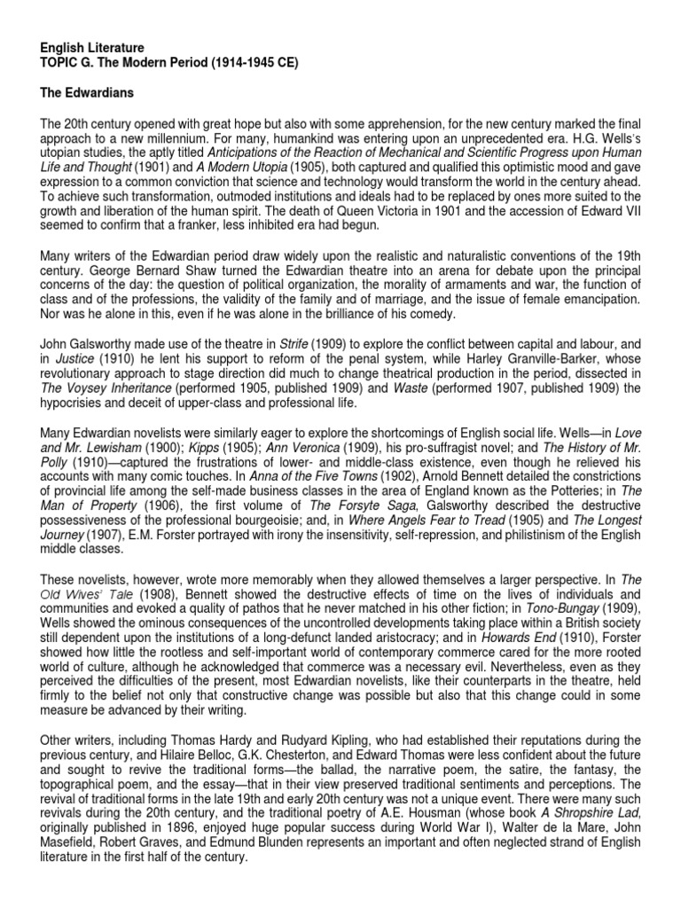 Modern Period English Literature | PDF | Classics