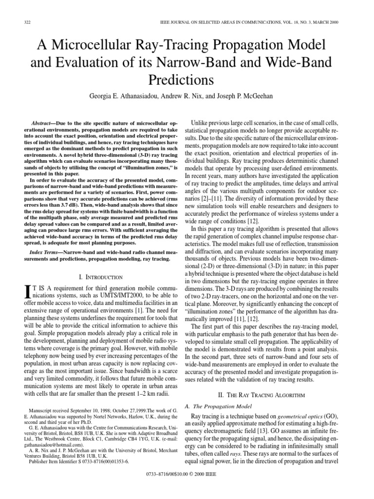 A Microcellular Ray Tracing Propagation Pdf Diffraction Antenna Radio