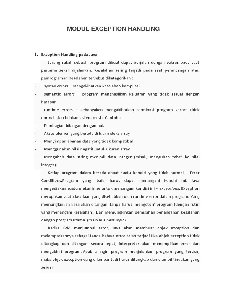 Modul Exception Handling | PDF