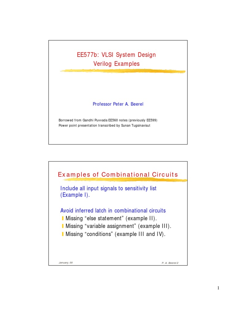EE577b: VLSI System Design Verilog Examples | PDF | Logic Synthesis | Software Engineering