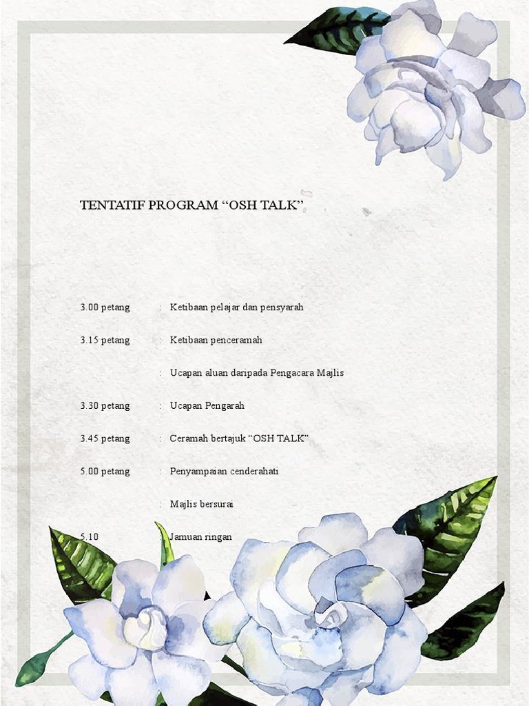 Tentatif Program Ceramah NIOSH | PDF