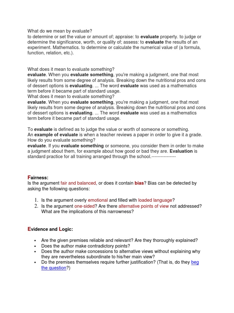 Understanding Evaluation and Its Criteria | PDF | Fallacy | Evaluation