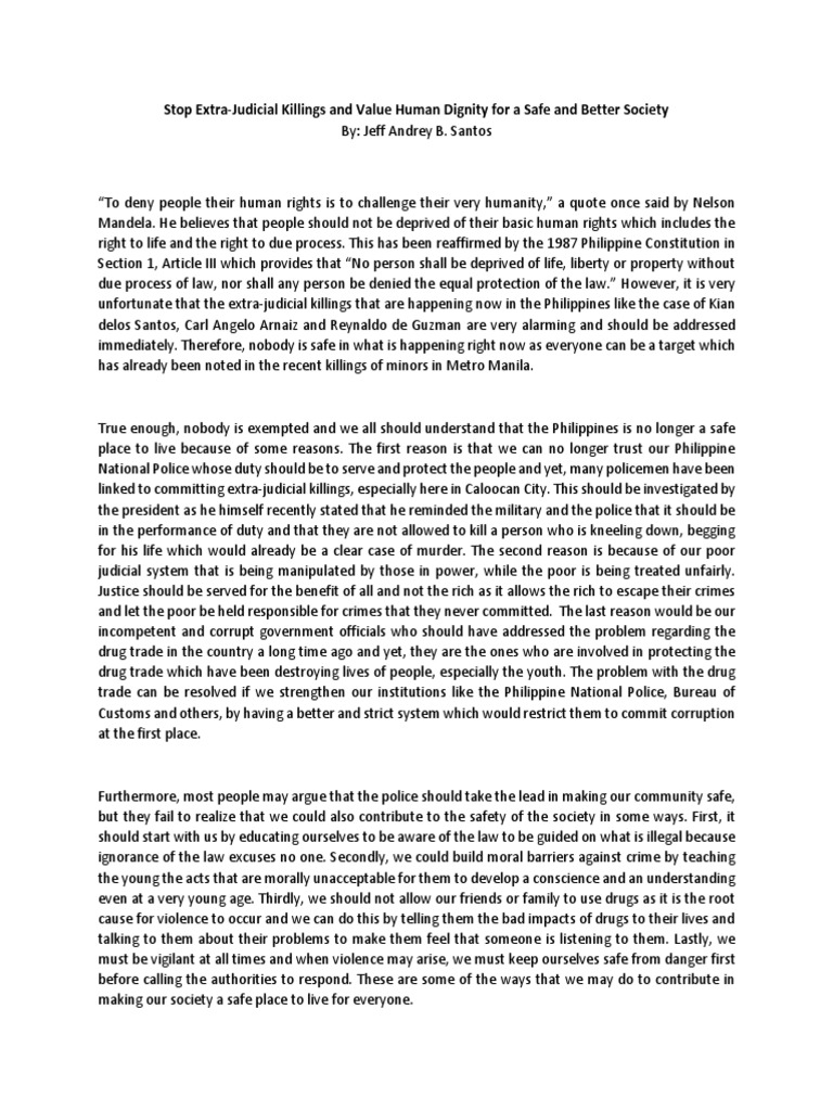 Stop Ejk and Value Human Dignity | PDF | Violence | Conscience