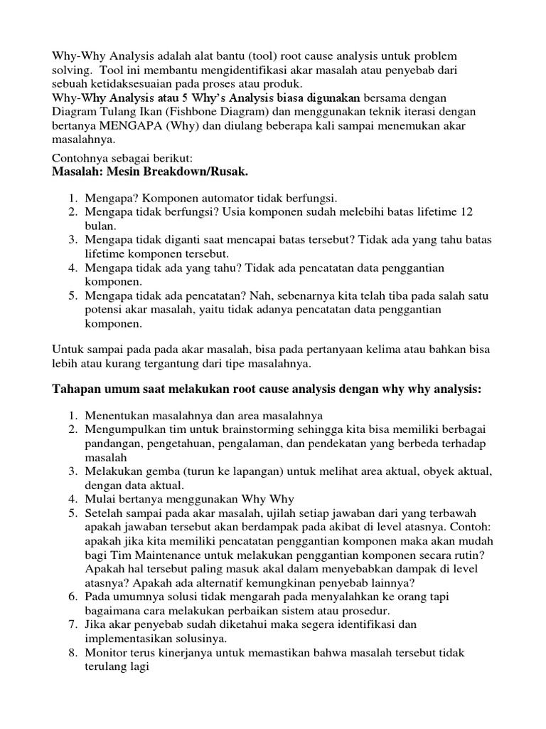 Panduan Lengkap Why-Why Analysis | PDF