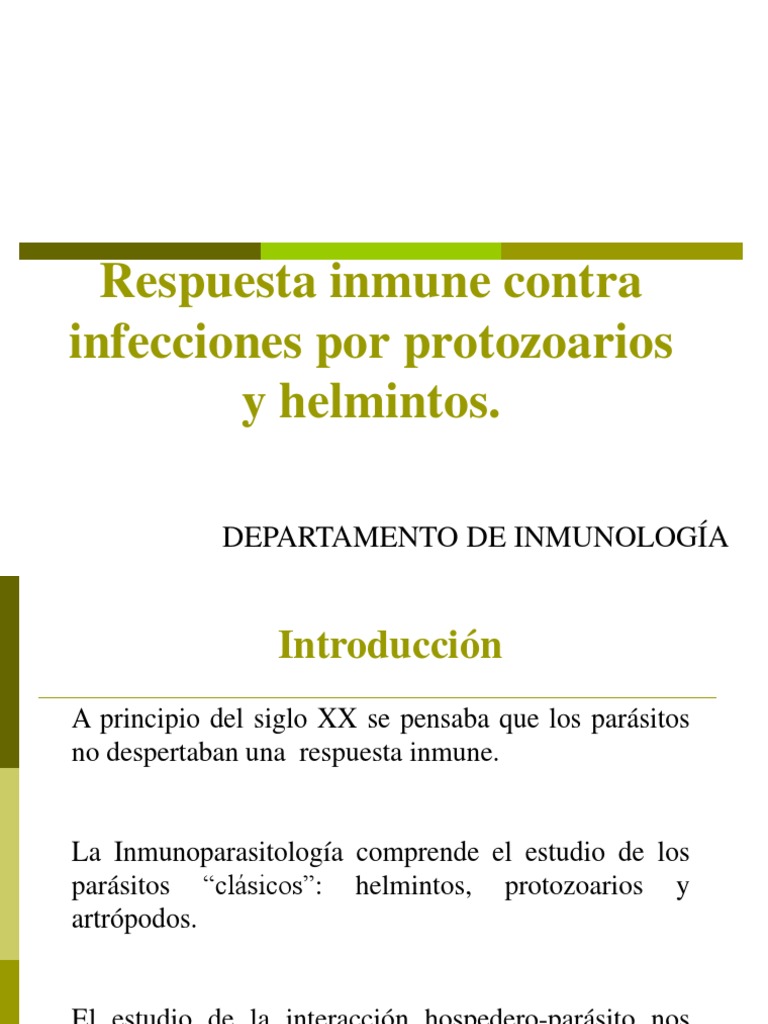 Respuesta Inmune Contra Infecciones Por Protozoarios y Elmintos | PDF | Sistema inmune | Infección
