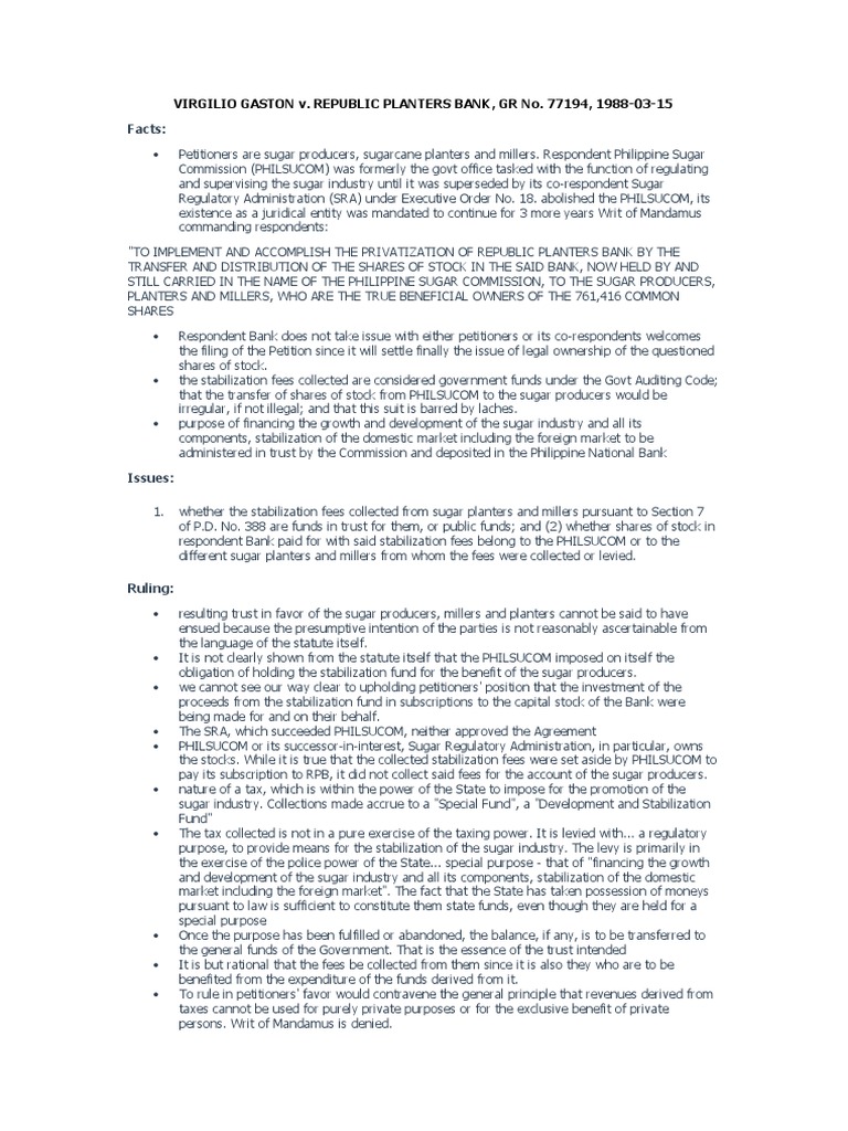 Gaston v. Republic Planters Bank | PDF | Banks | Taxes