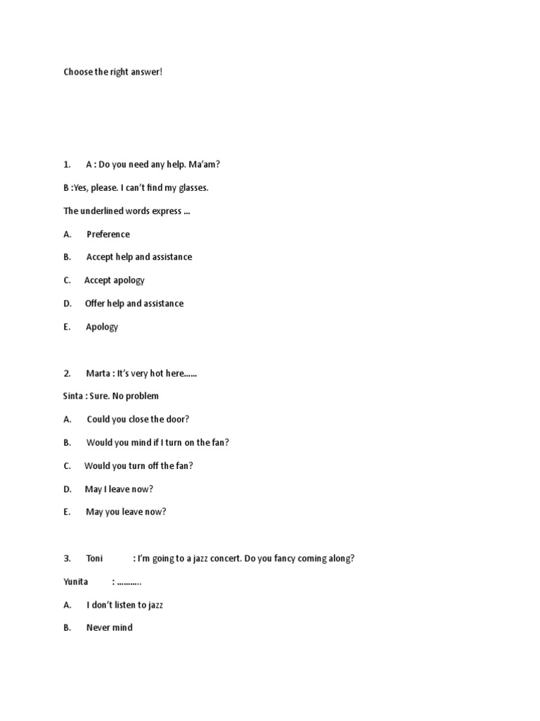 Choosing the Right Answer: A Collection of Dialogues and Questions ...