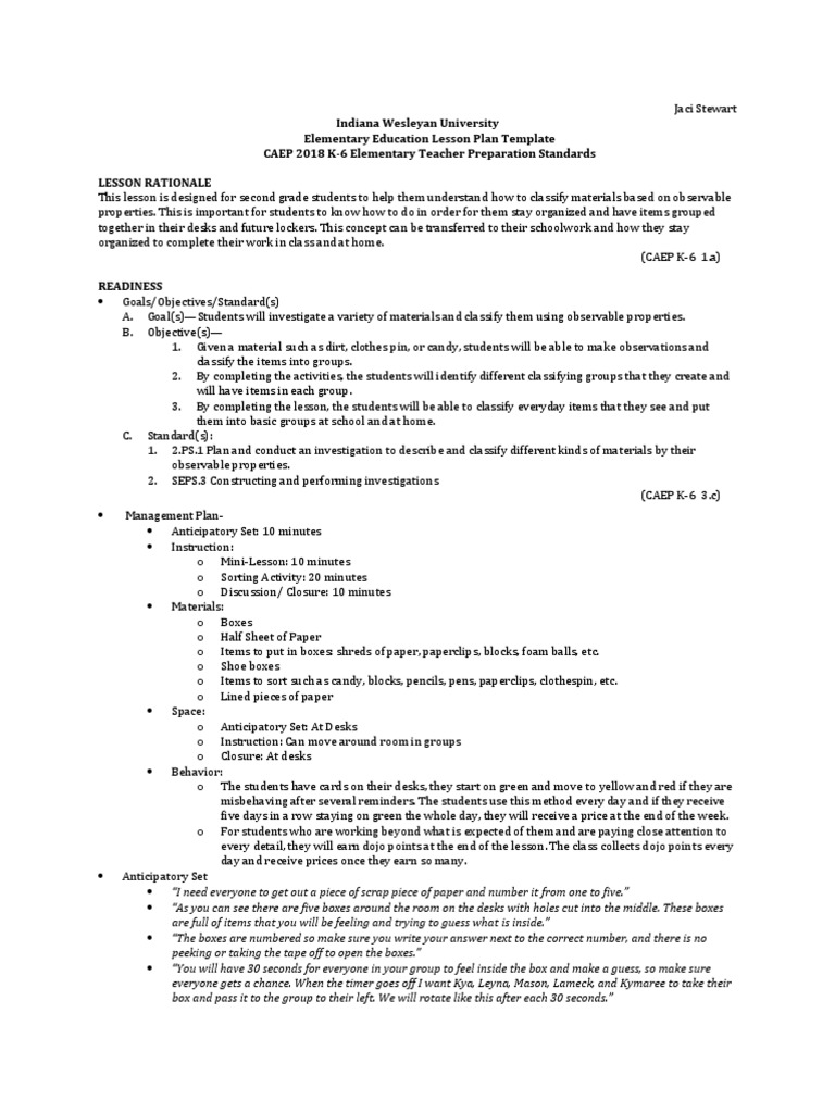 Classifying Materials by Properties | PDF | Hypothesis | Lesson Plan