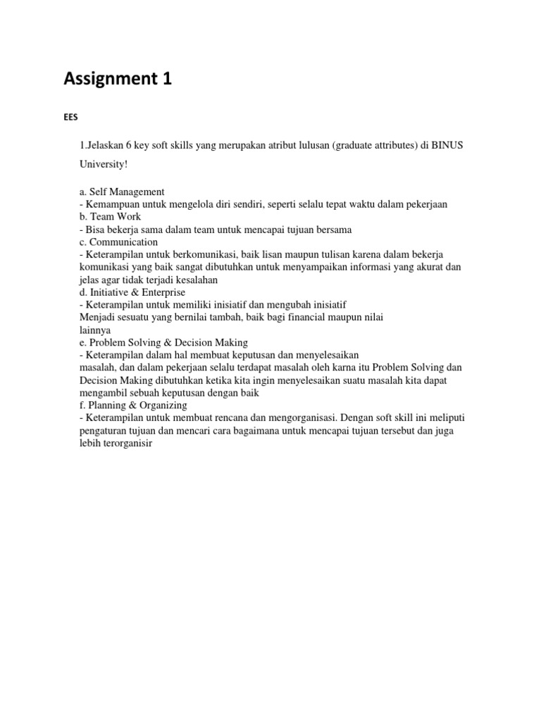 Assignment Bulan 1 - EES in CS RS | PDF | Pengembangan Diri