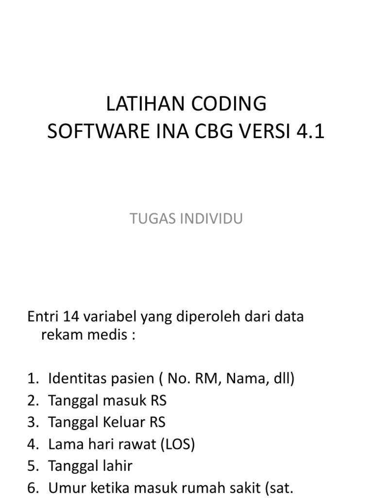 8 SP 13. LATIHAN CODING DGN INA CBGs (6 TM) | PDF