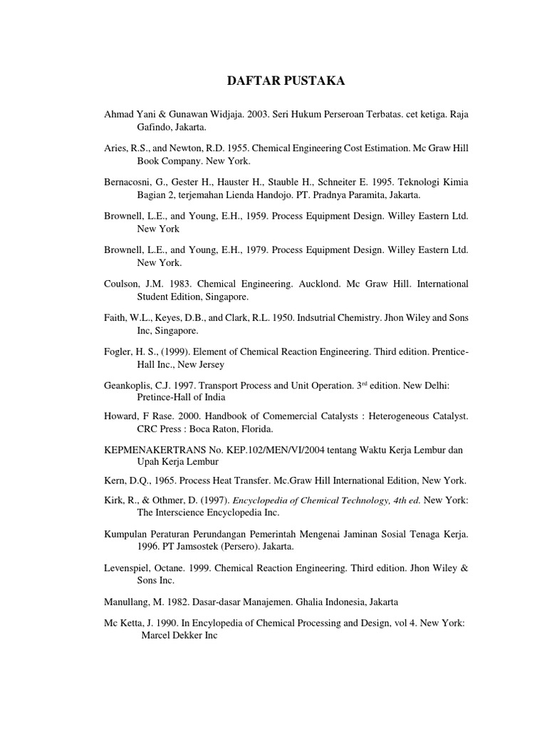 Daftar Pustaka Pdf Chemistry Chemical Engineering
