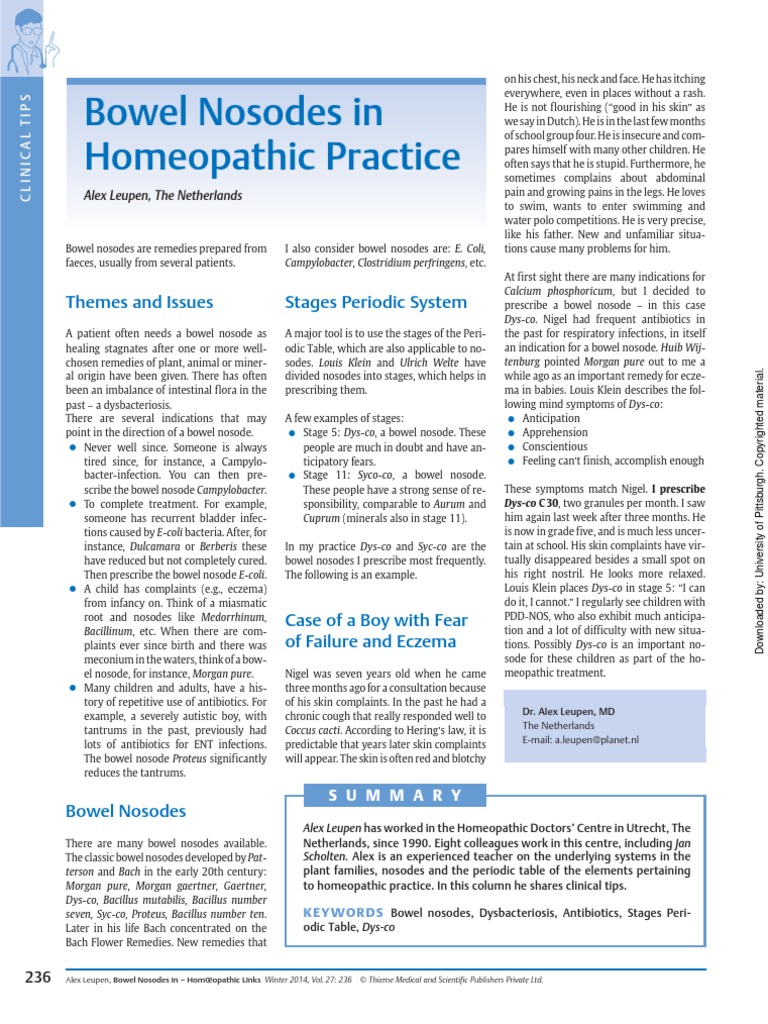 Bowel Nosodes in Homeopathic Practice | PDF | Homeopathy | Epidemiology