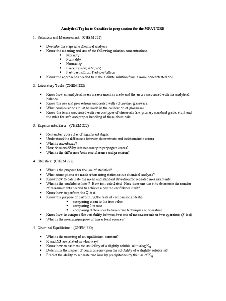 Analytical Review For Senior Seminar | PDF | Titration | Chemistry