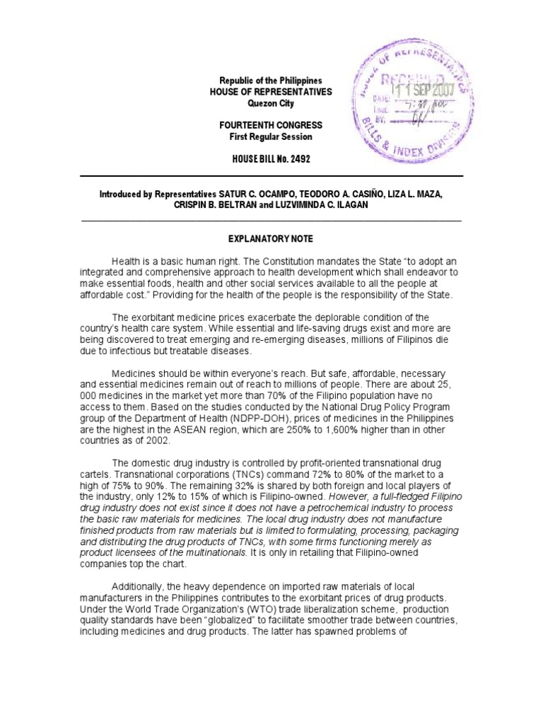 HB 2492 - Cheap Medicine Bill | PDF | Pharmacy | Patent