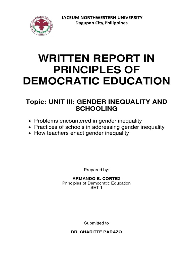 Written Report Masteral | PDF | Gender | Gender Studies