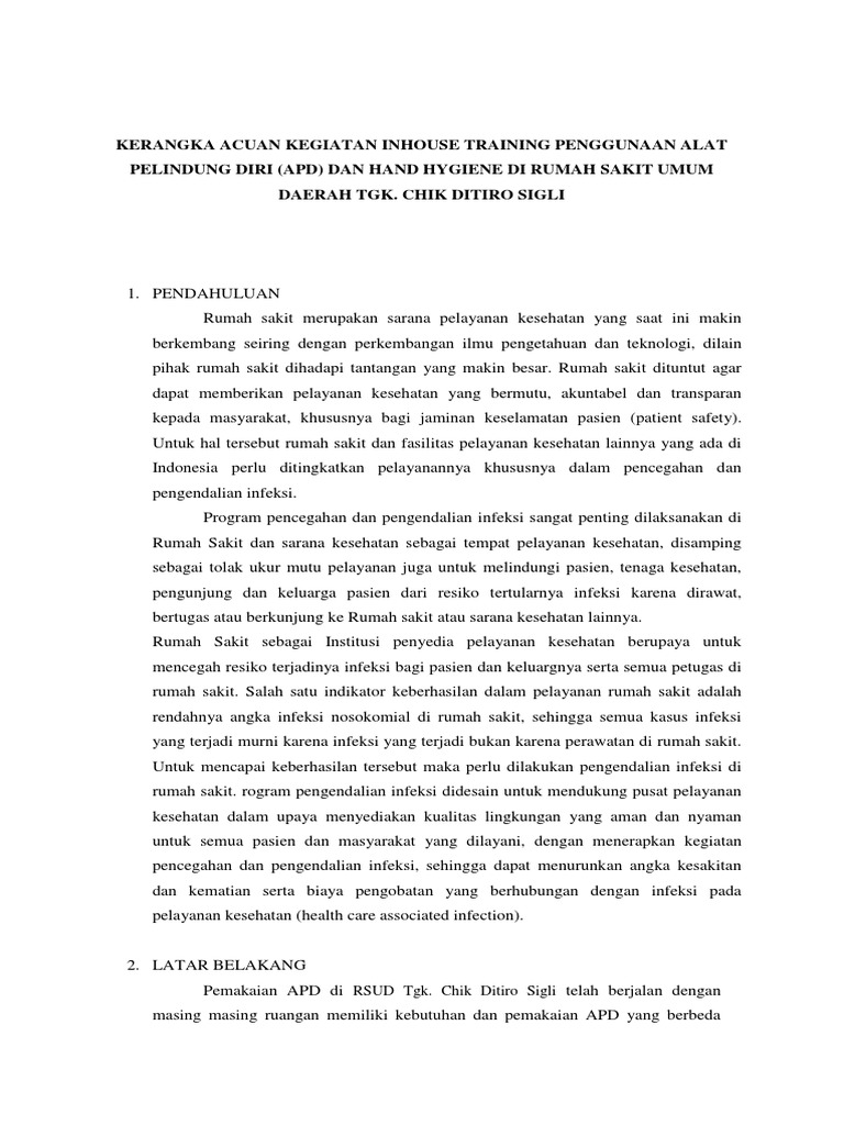 Tor Penggunaan Apd Dan Hand Hygiene | PDF