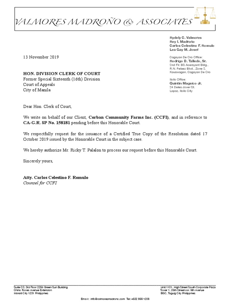 Request For Certified True | PDF