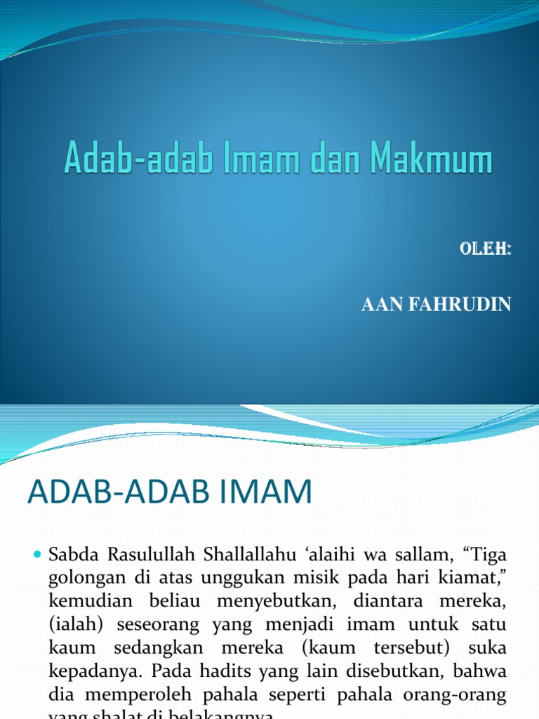 Adab Imam dalam Shalat Menurut Syafi'i | PDF