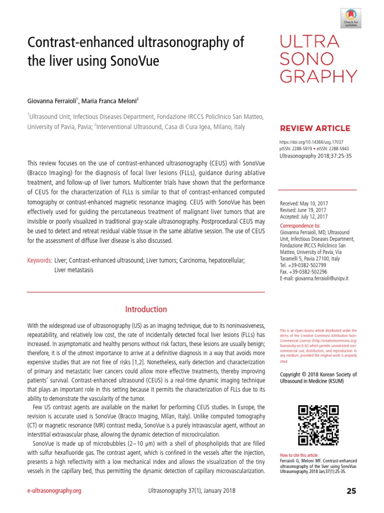Contrast-Enhanced Ultrasonography of The Liver Using Sonovue | PDF ...