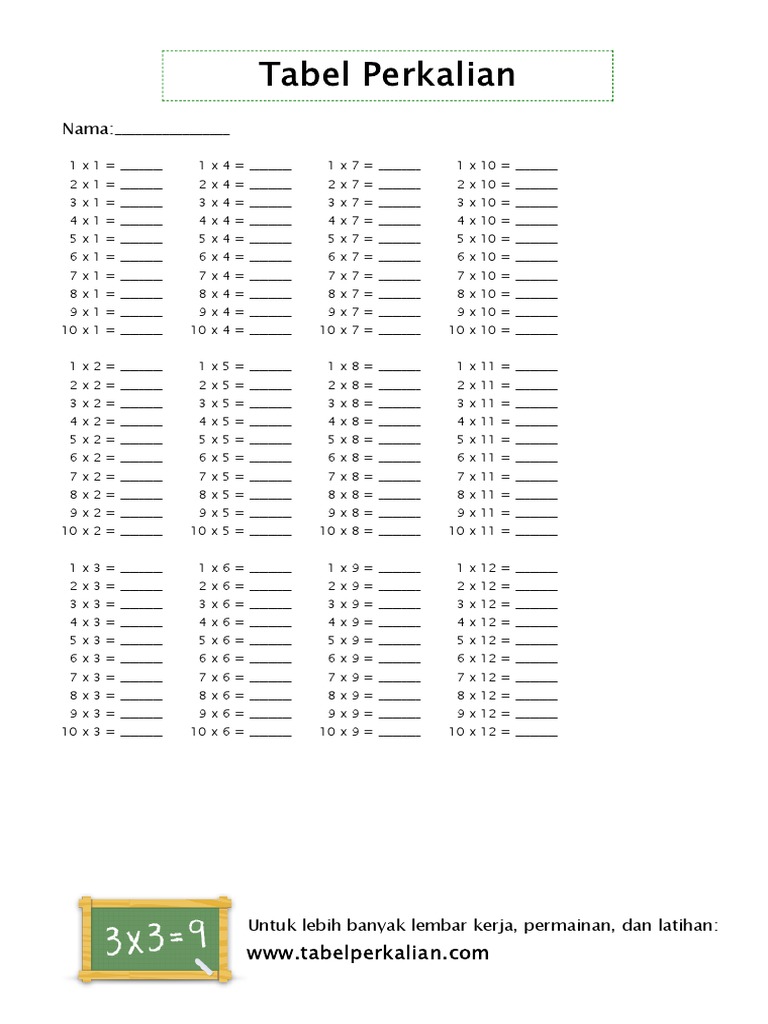Lembar Kerja Perkalian | PDF