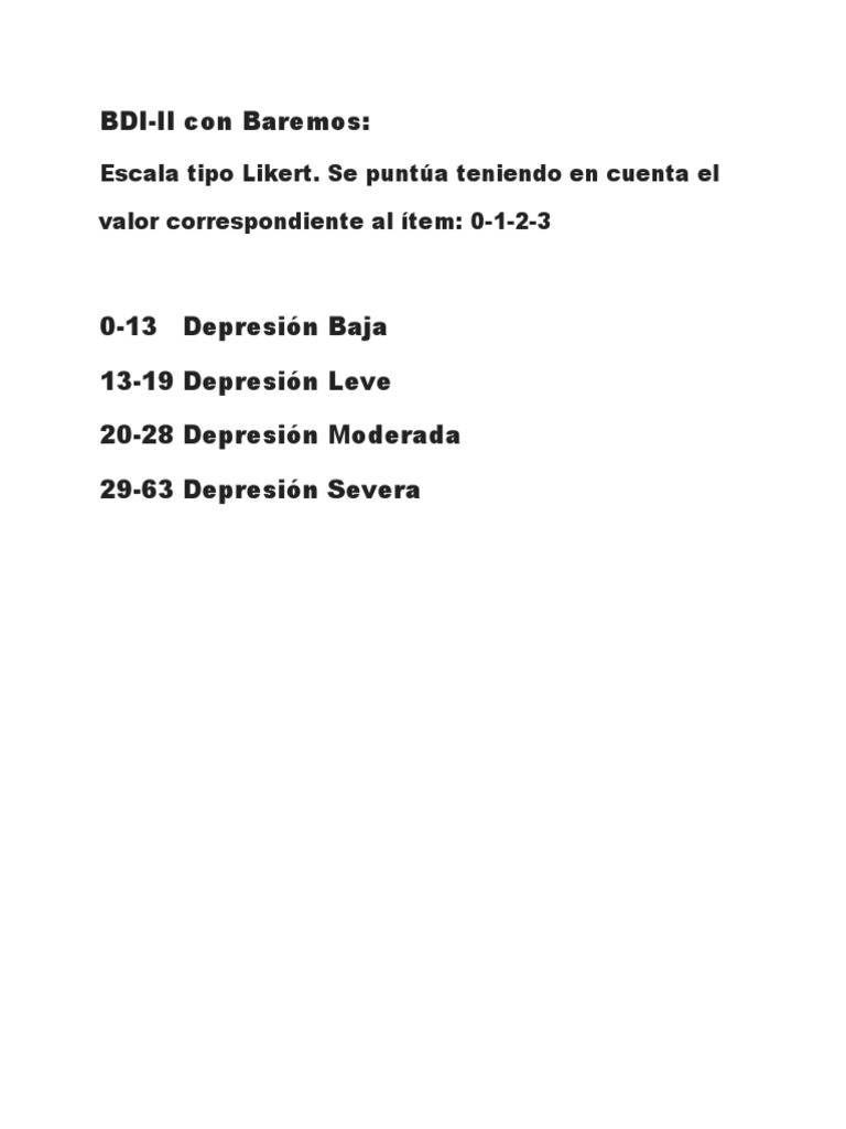 Baremos Bdi II | PDF